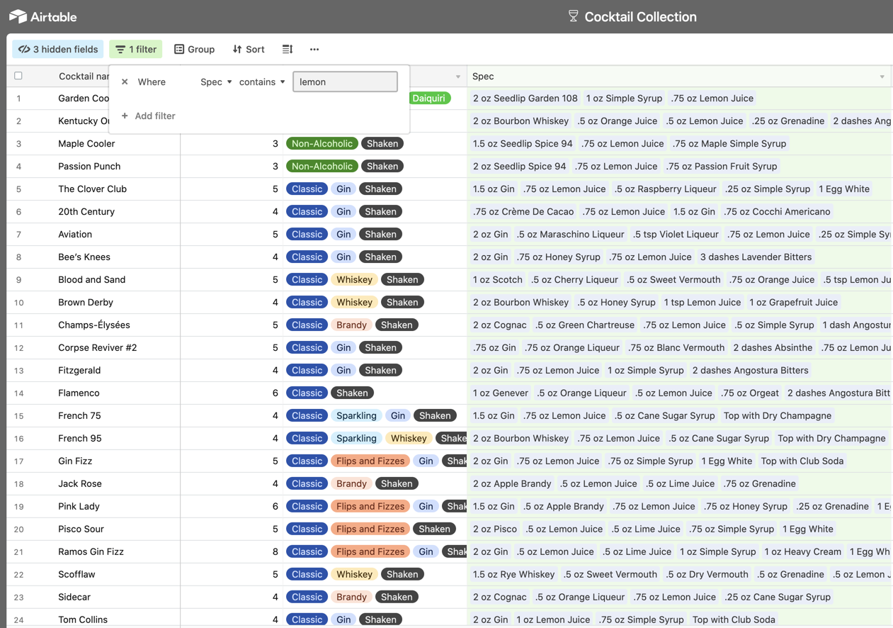Cocktail Airtable Database : r/cocktails