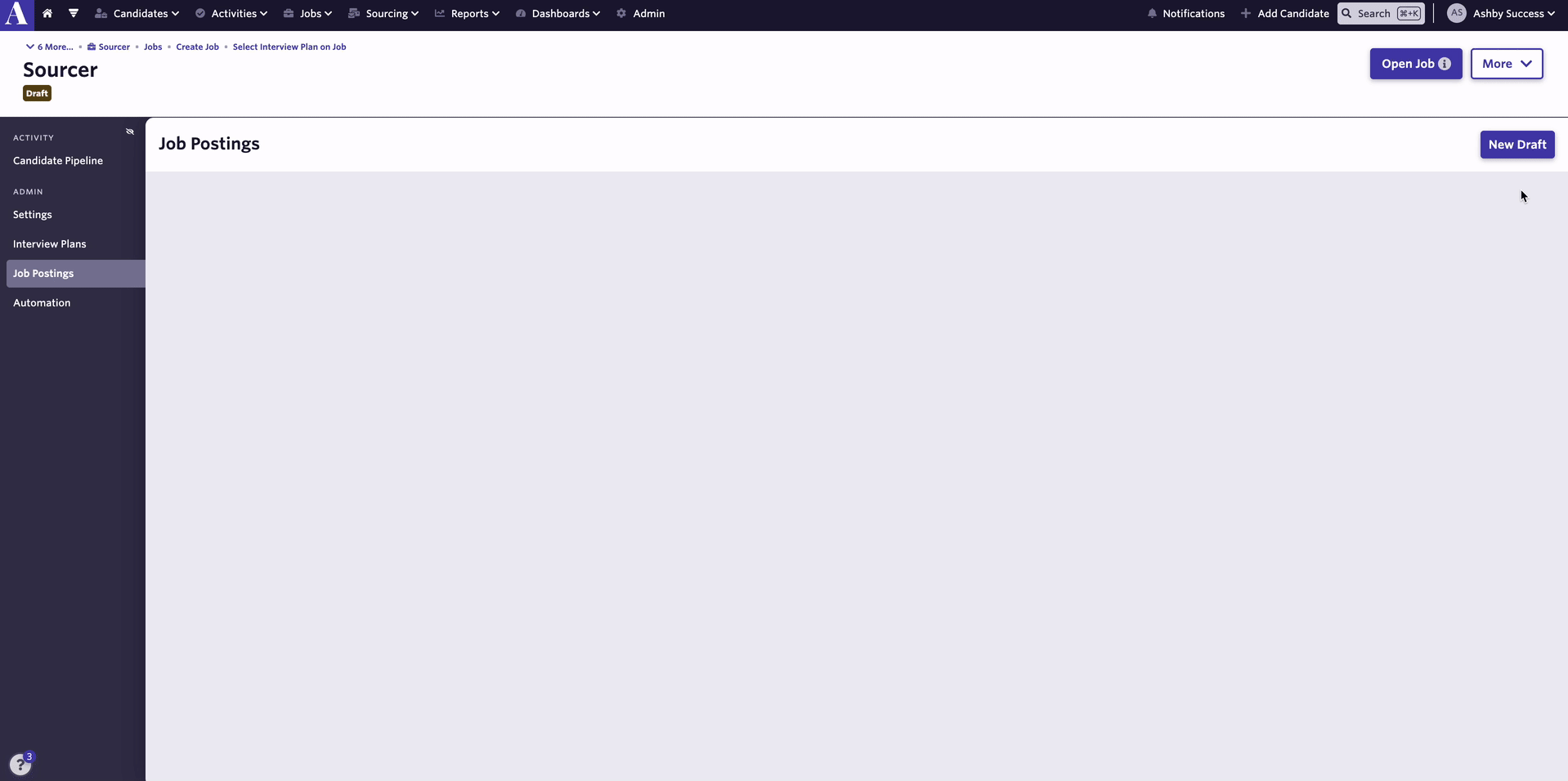 Job Setup Navigation Improvements | Ashby