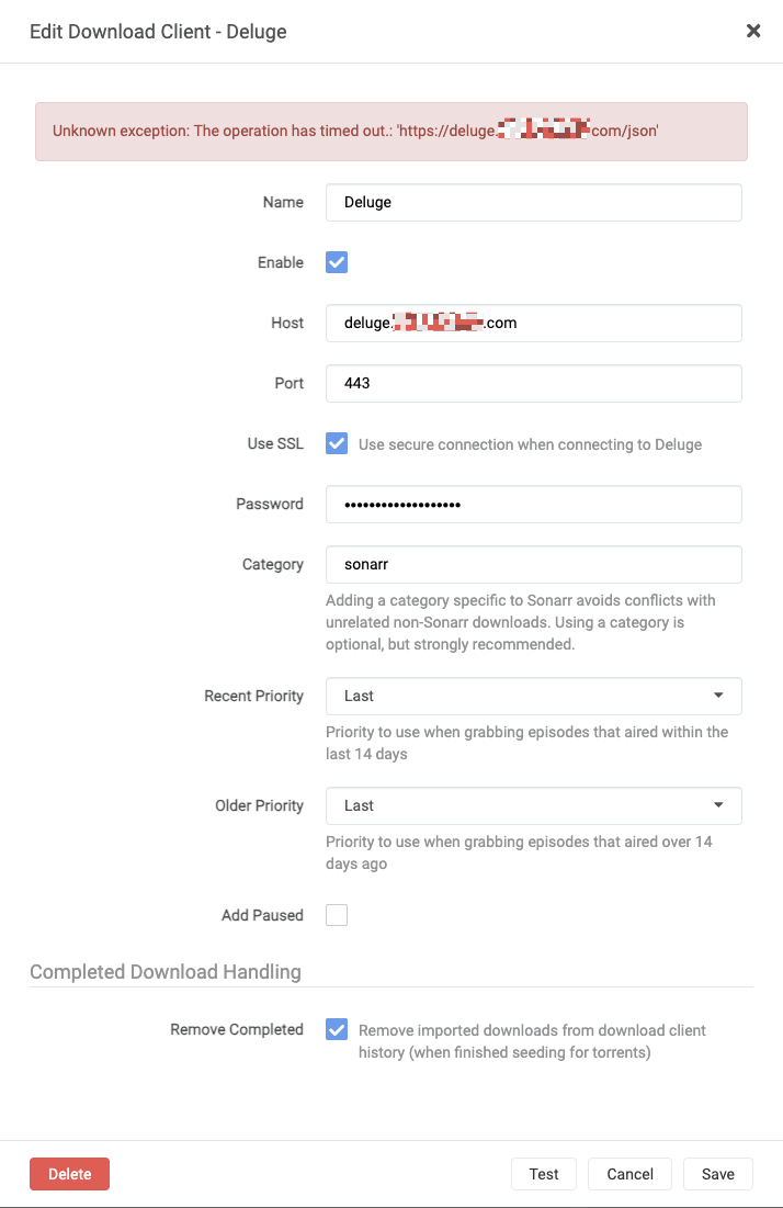 Connecting Deluge to Sonarr via subdomain reverse proxy : r/selfhosted