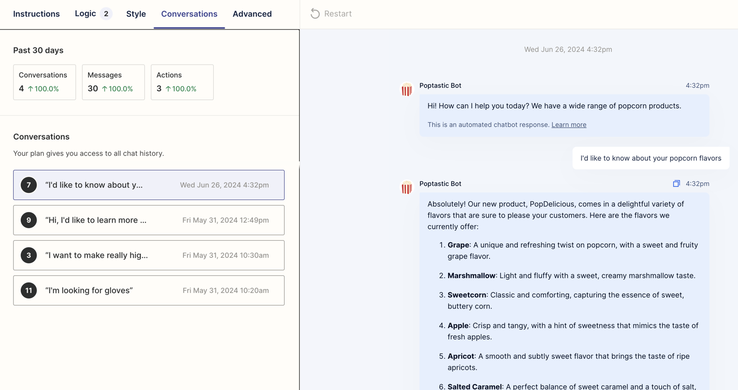 Review conversation history for chatbots – Zapier